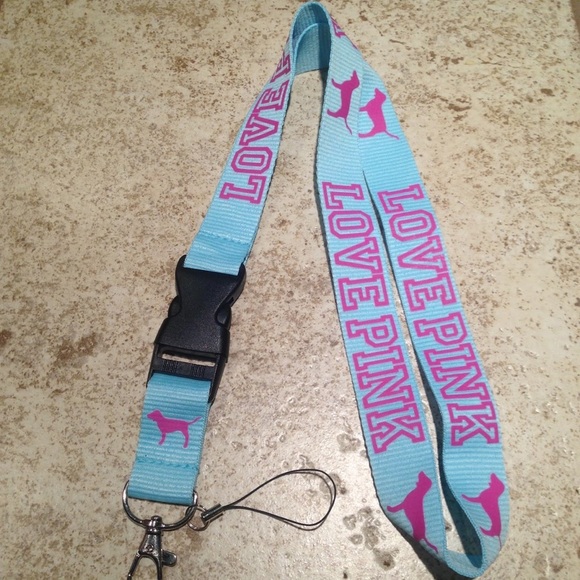 Accessories | Love Pink Lanyard Keychain Id Holder Blue Pink | Poshmark